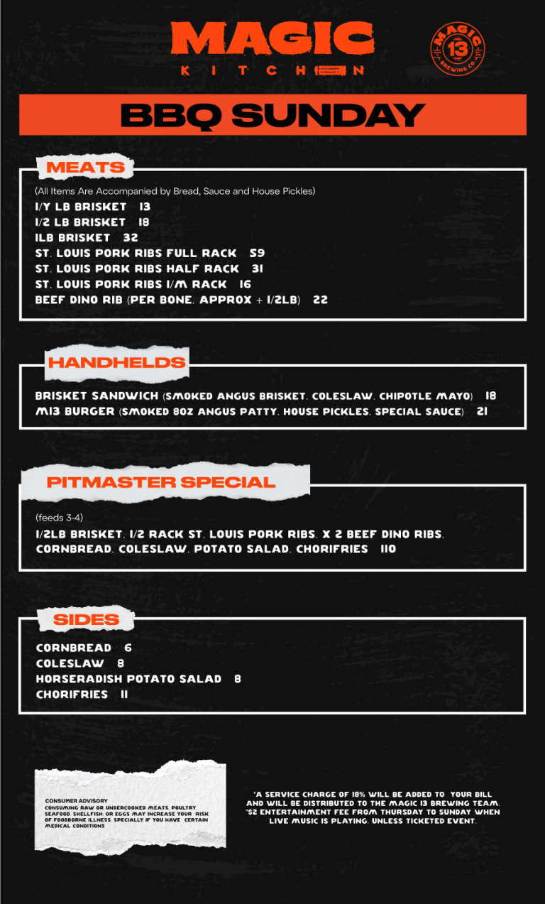 BBQ SUNDAY MENU - Magic13brewing
