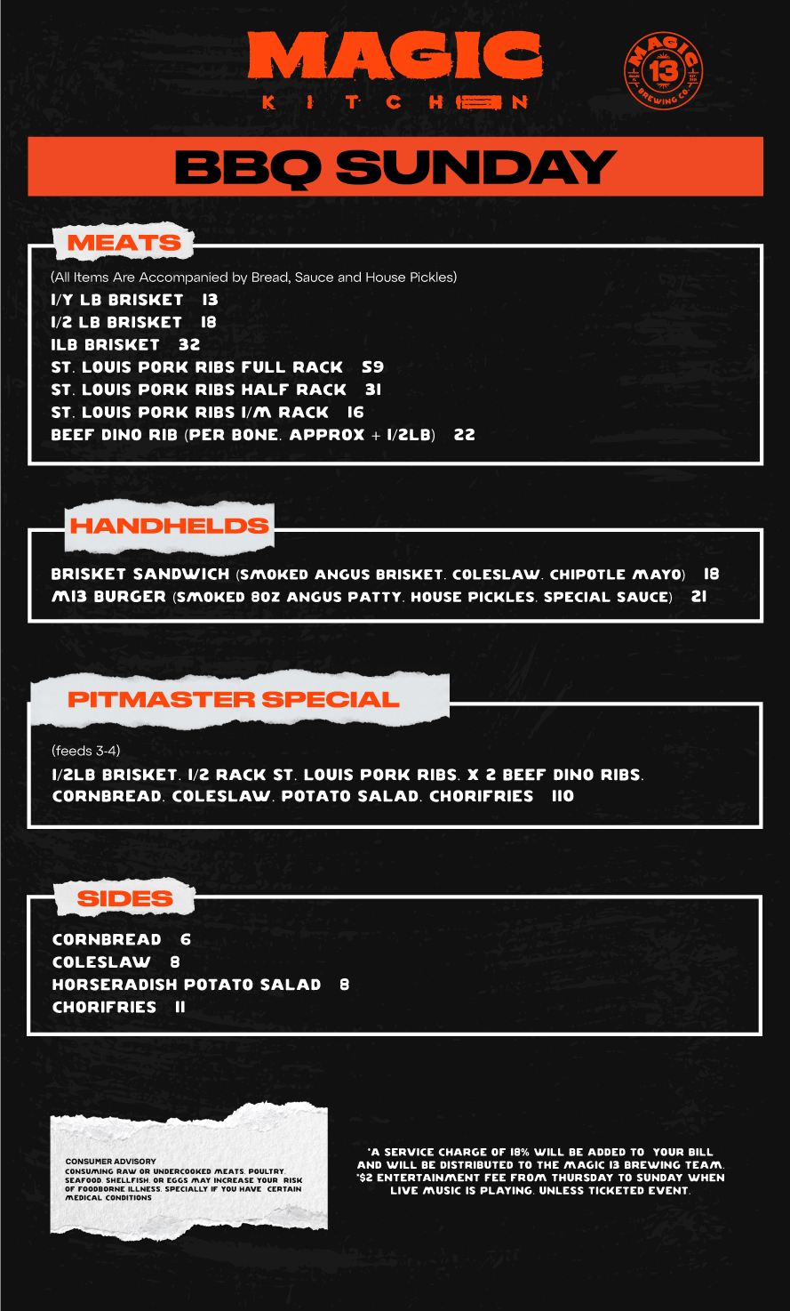 BBQ SUNDAY MENU - Magic13brewing